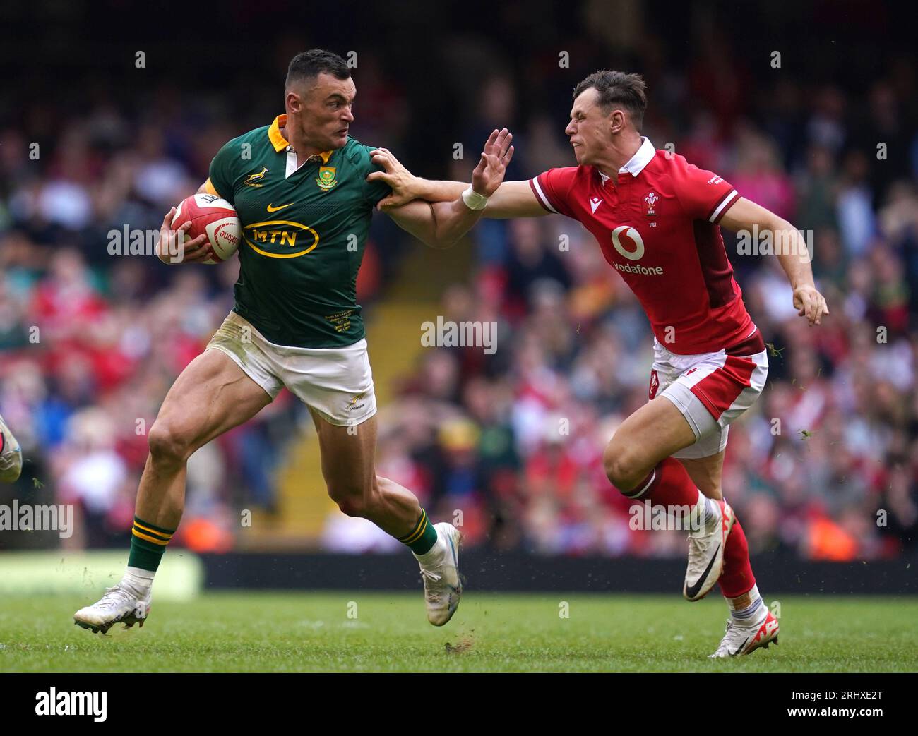 South Africa's Jesse Kriel breaks clear to score his sides fourth try ...