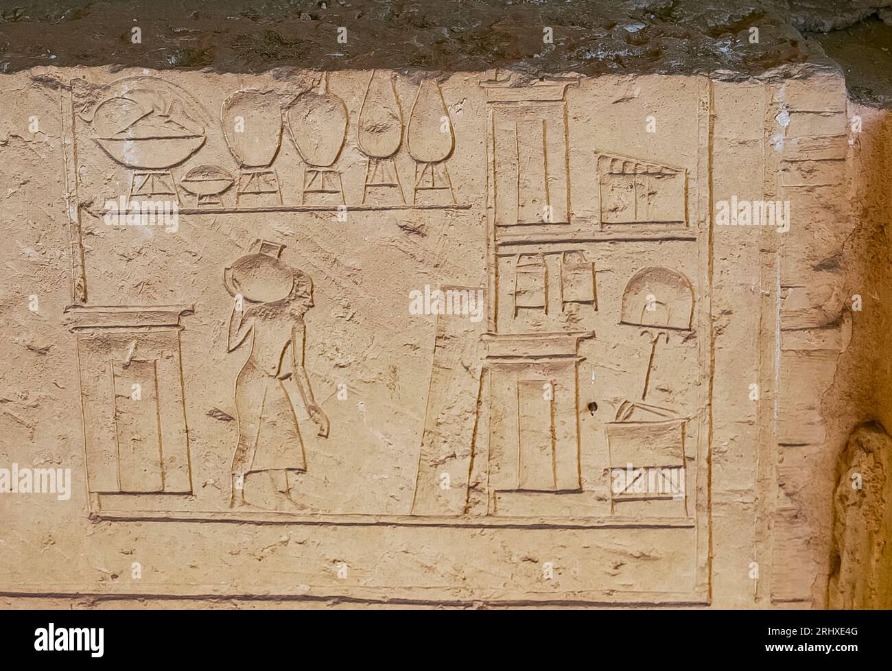 Egypt, Saqqara, tomb of Horemheb, northern part of the East wall of the ...