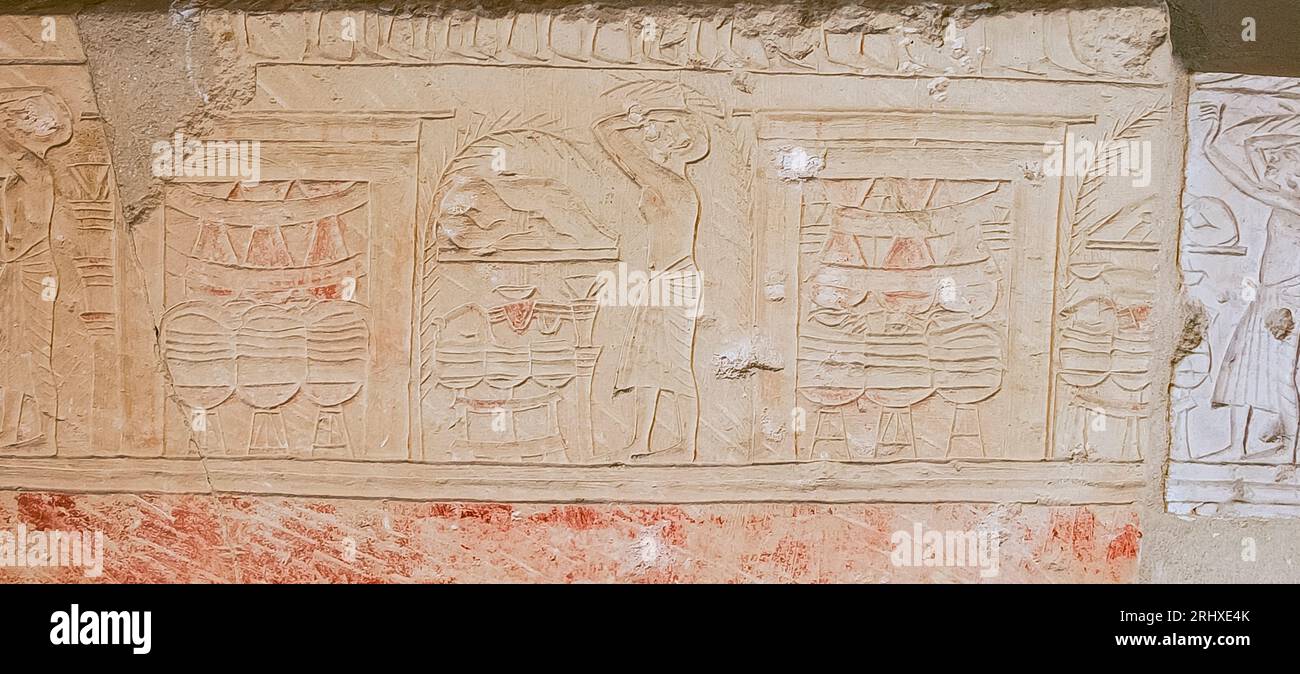 Egypt, Saqqara, tomb of Horemheb, northern part of the East wall of the ...