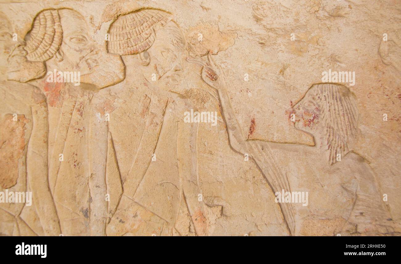 Egypt, Saqqara, tomb of Horemheb, inner room, East Wall South side ...