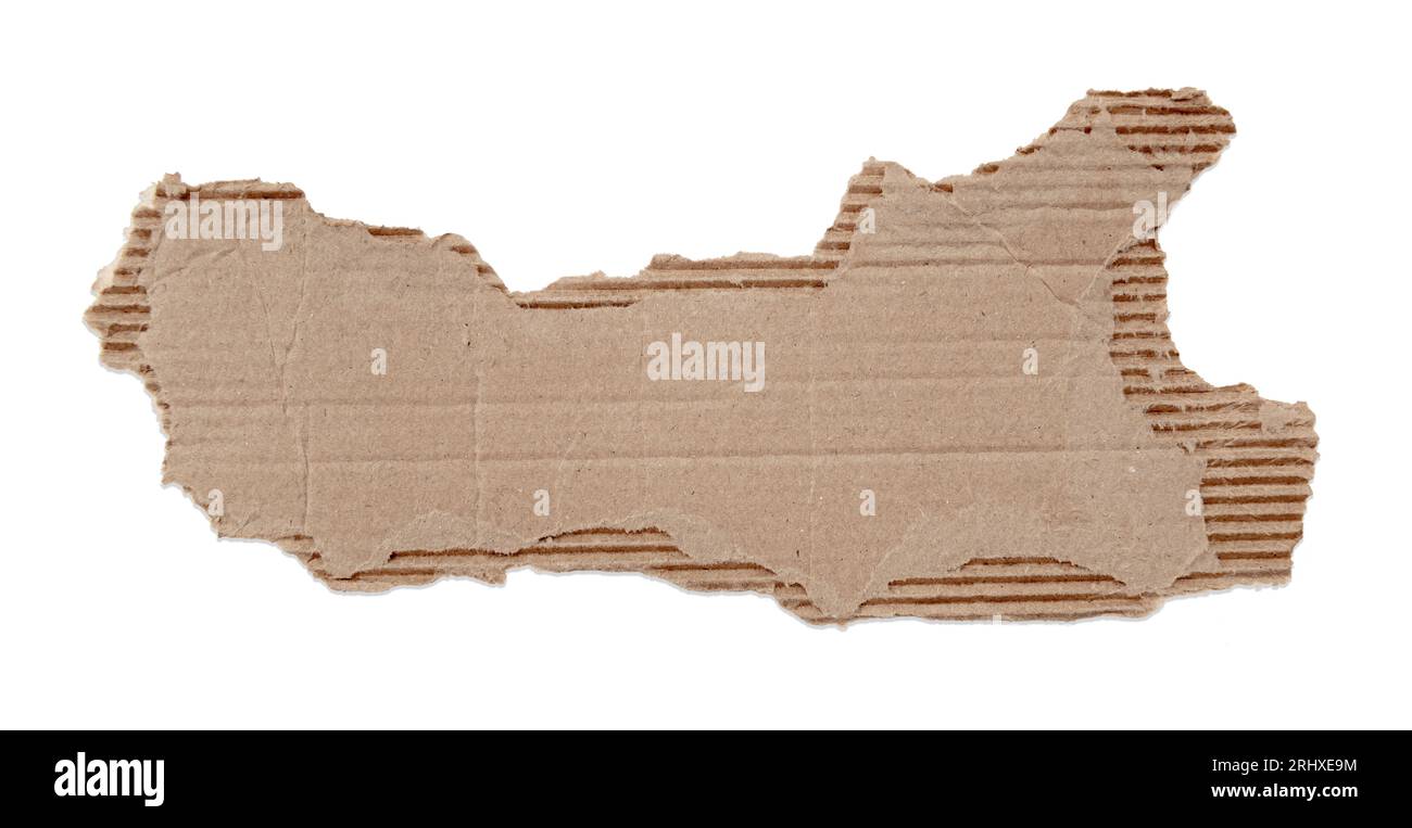 A piece of textured packaging cardboard. Piece of torn cardboard with ...