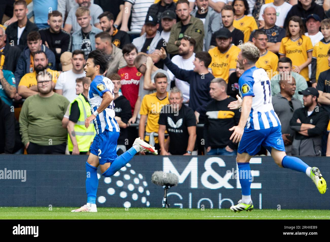 Kaoru Mitoma of Brighton celebrates scoring their side's first goal of ...
