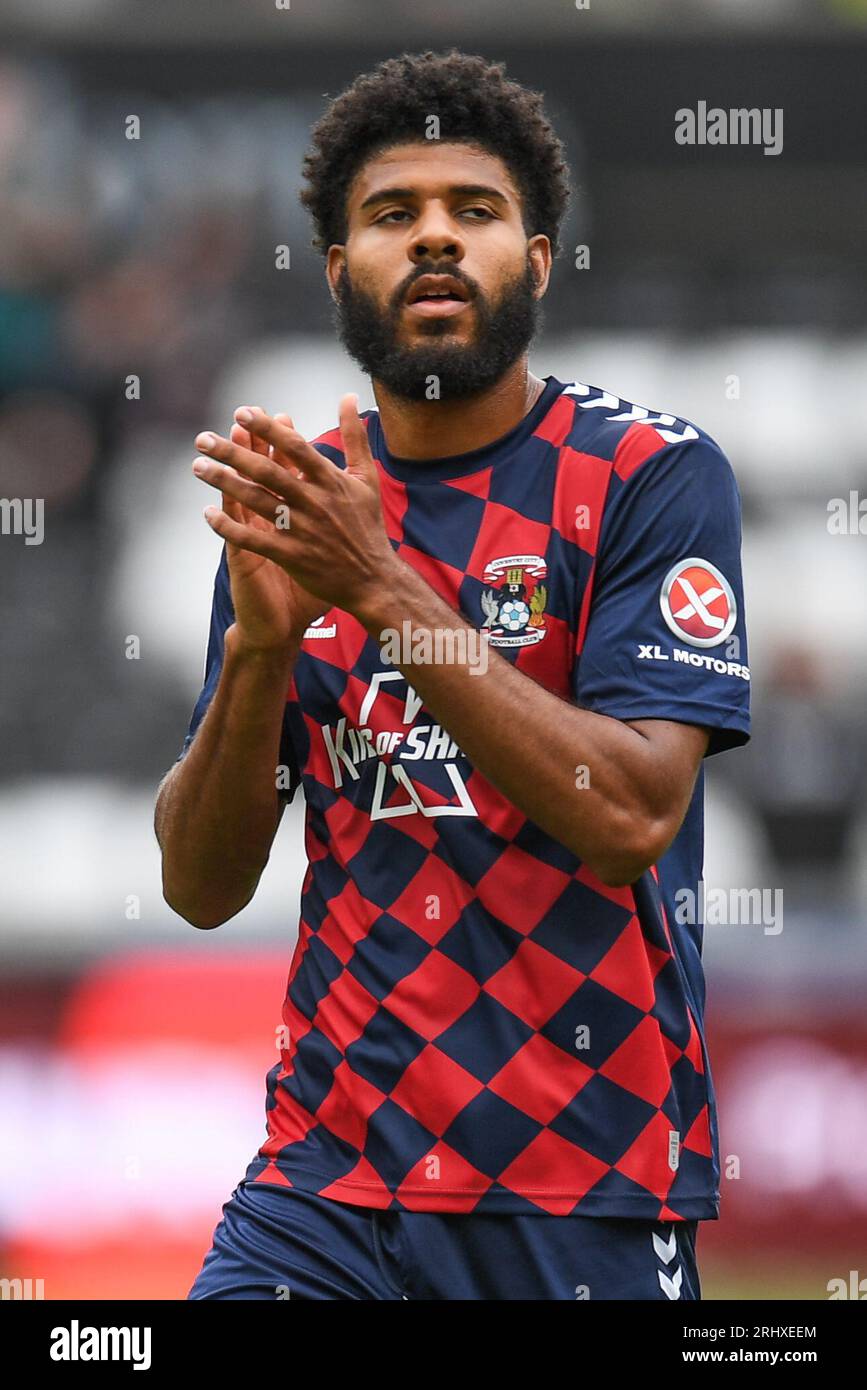 Ellis Simms #9 of Coventry City Applauds the travelling supporters ...