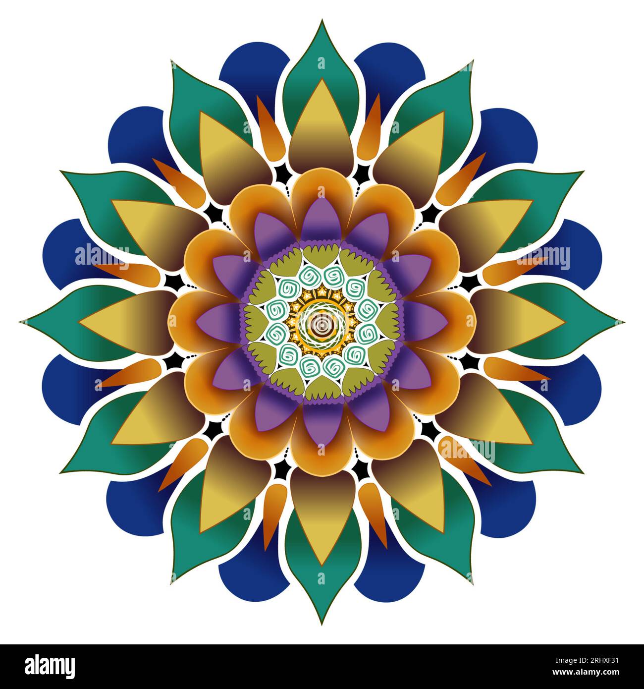 Colorful mandala pattern design on white background Stock Photo - Alamy
