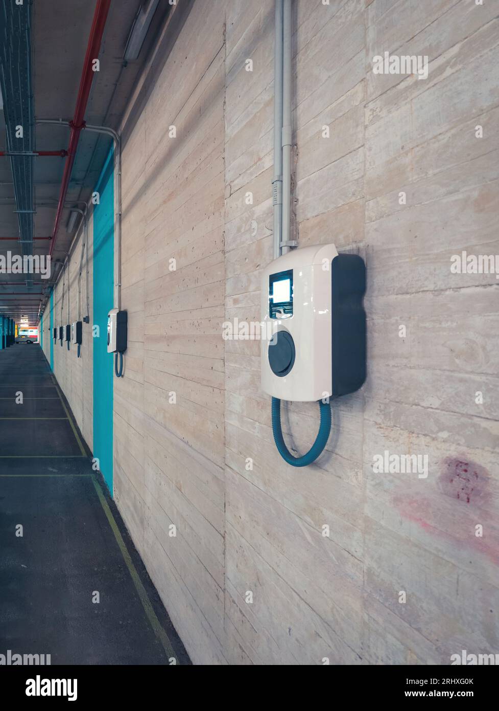 Charging point for battery recharge at electric car charging station ...