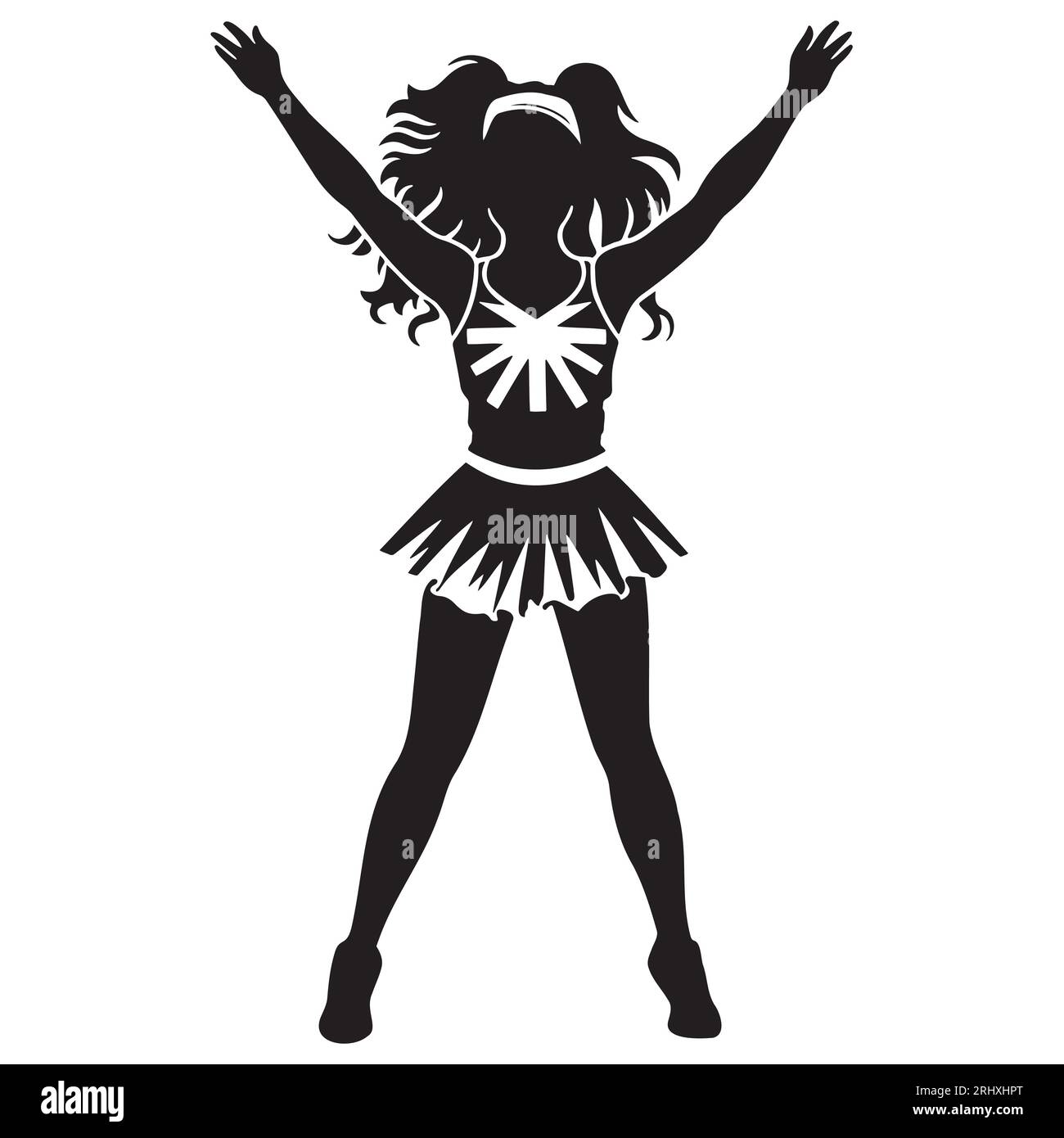 Cheerleader black and white seated. vector illustration Stock Vector Image & Art - Alamy
