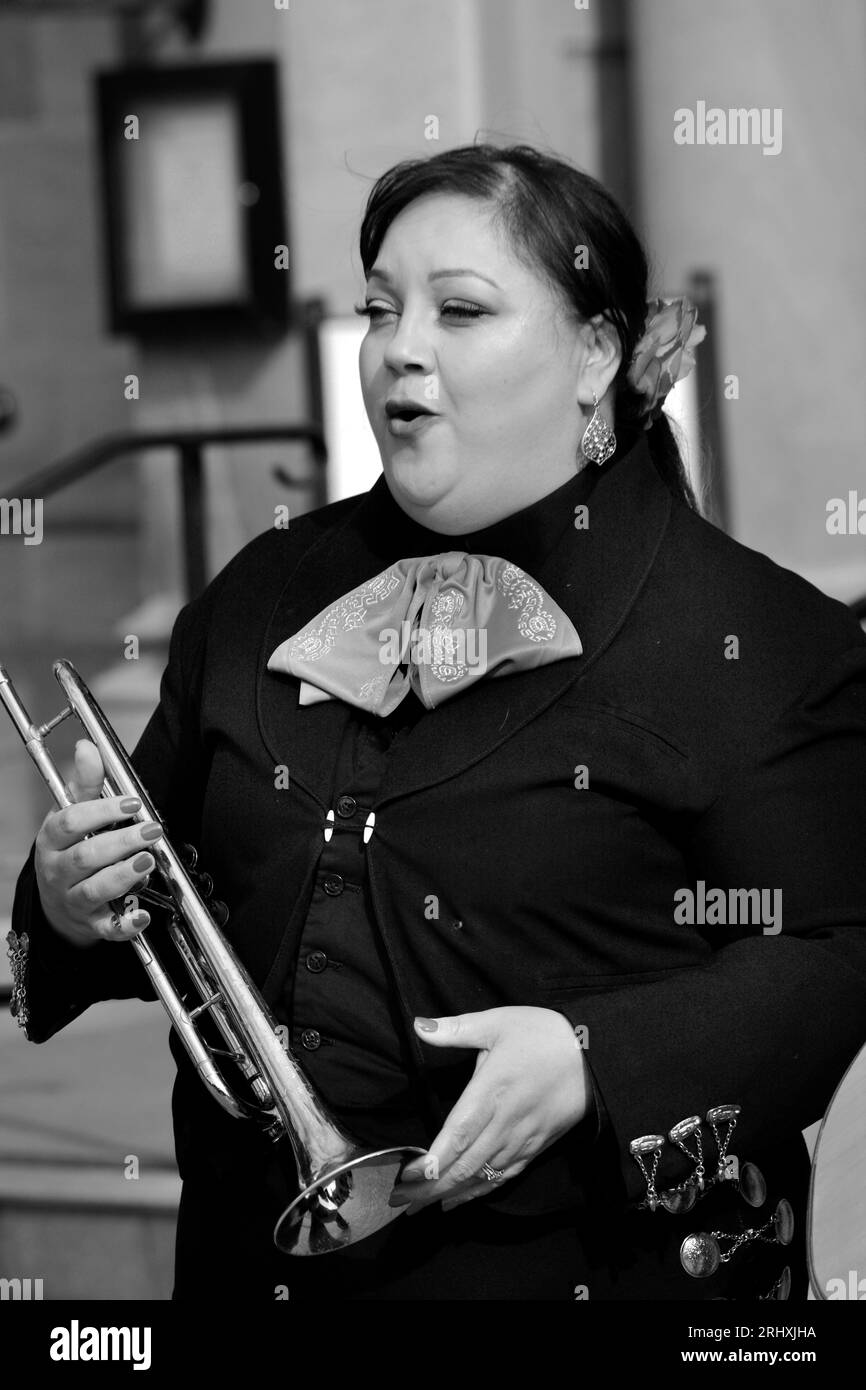 Members of a female mariachi band perform in Santa Fe, New Mexico Stock ...