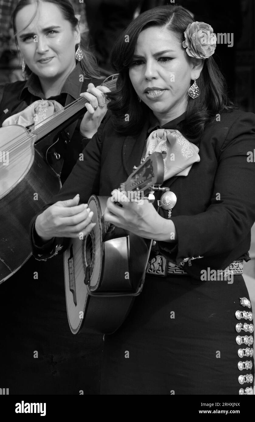 Members of a female mariachi band perform in Santa Fe, New Mexico Stock ...