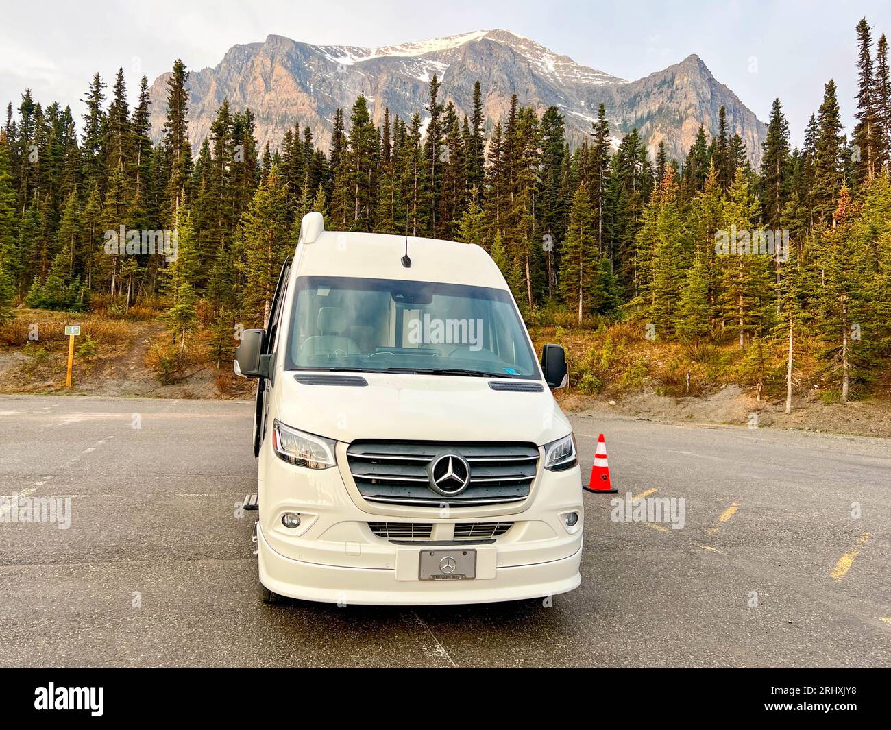 Banff, Alberta Canada - May 23, 2023: A camper van in the Lake Louise ...
