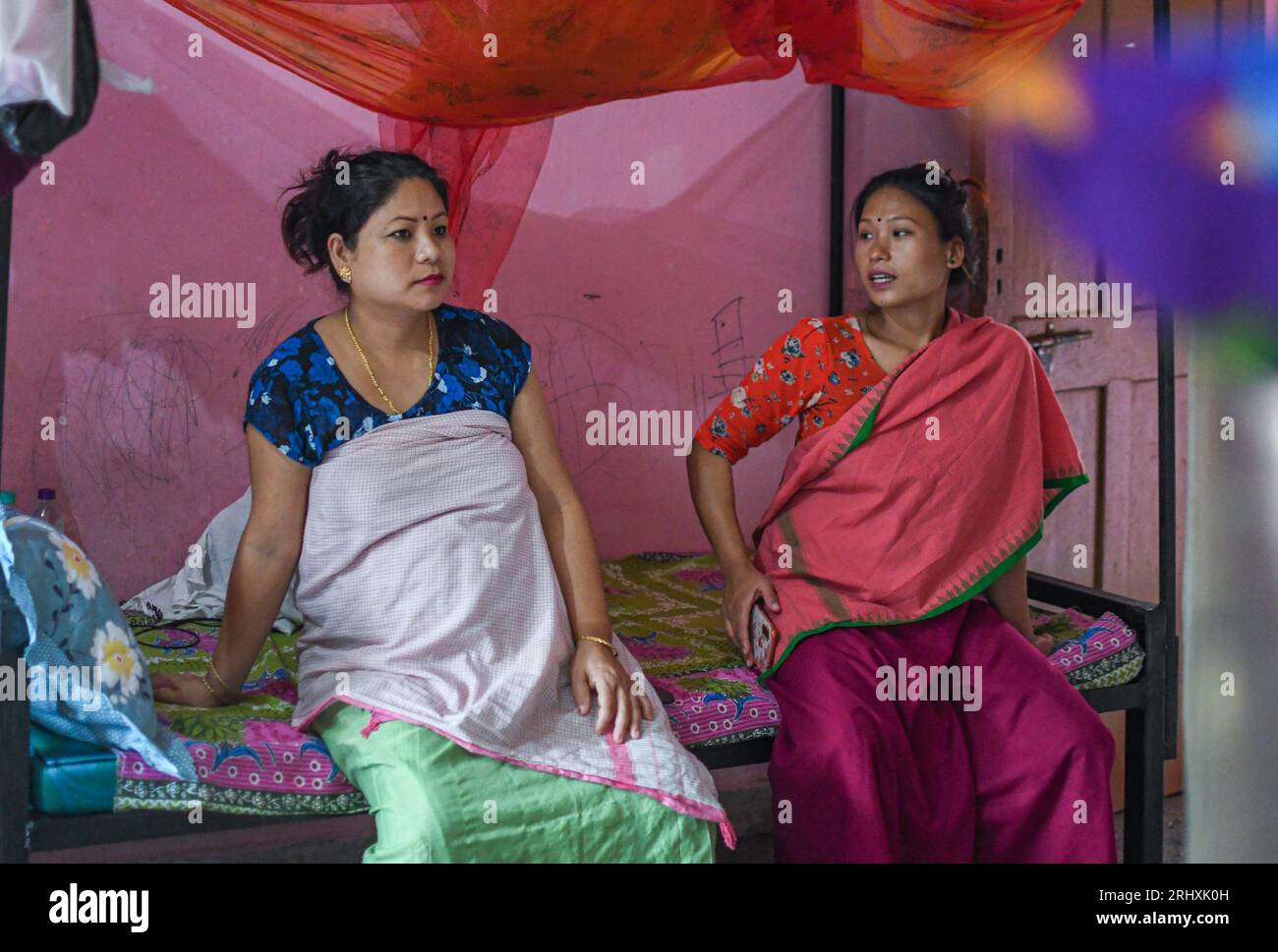 Pregnant Meitei women sit at Khuman Lampak relief camp in Imphal. The ...