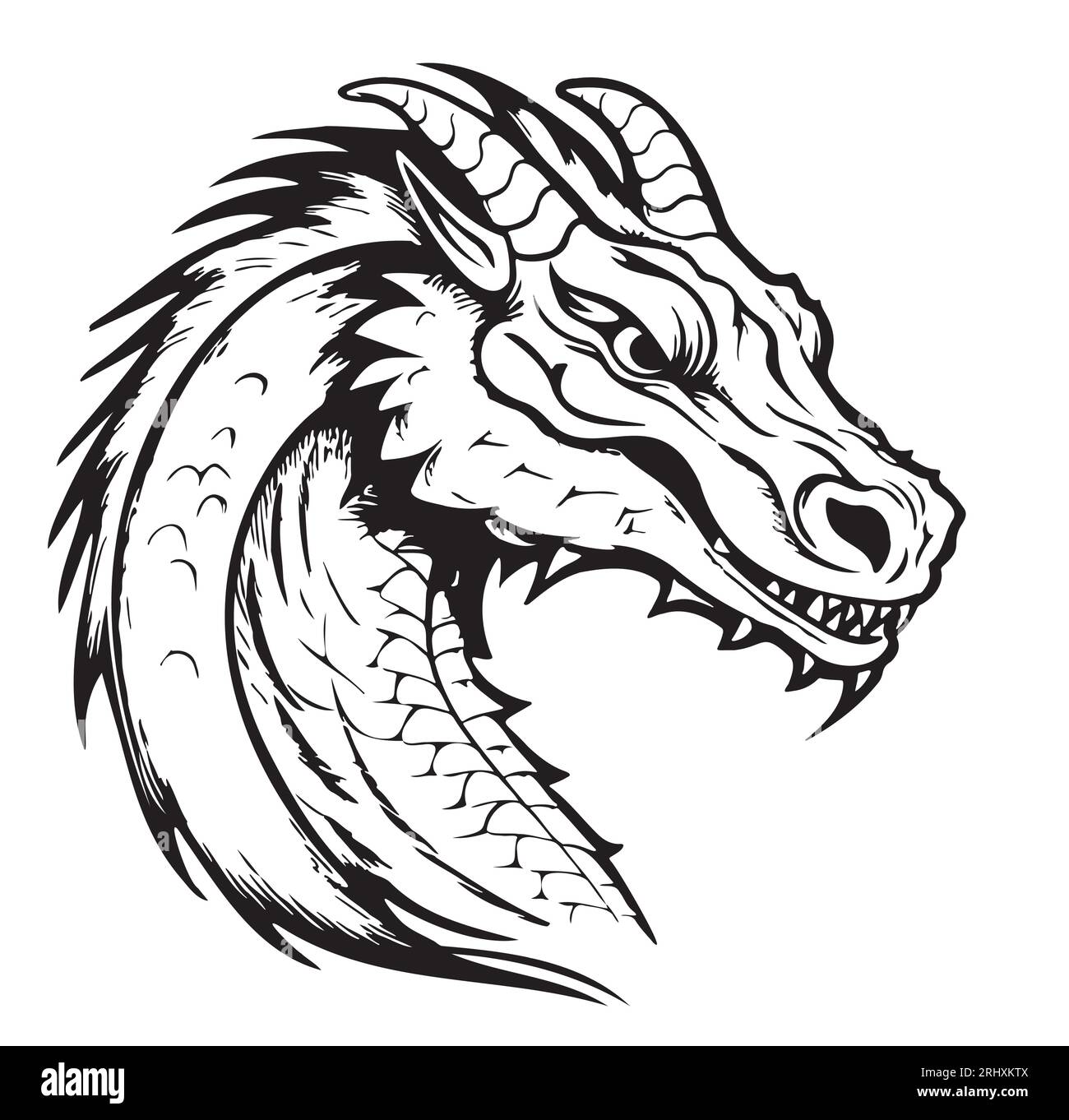 Dragon Face Outline Drawing