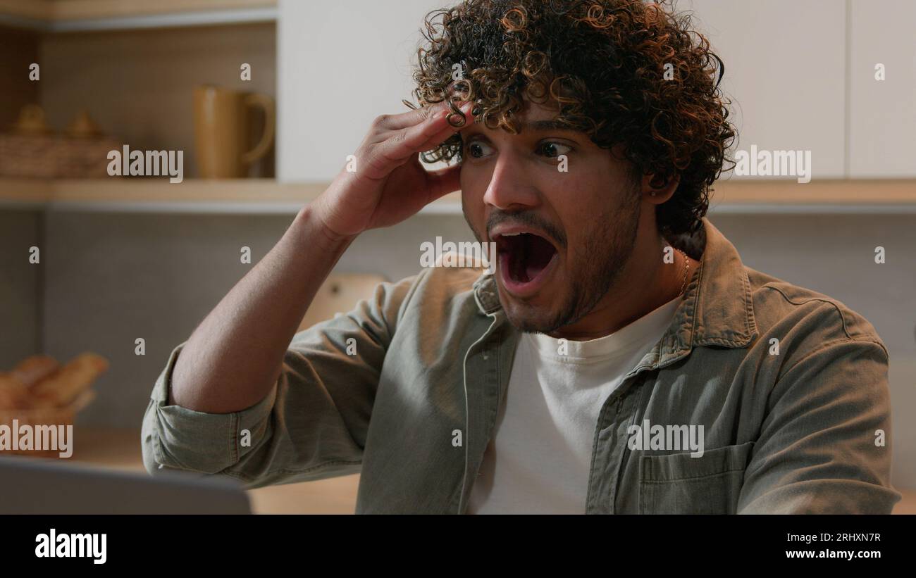 Shocked surprised amazed Indian male businessman astonish wonder ...