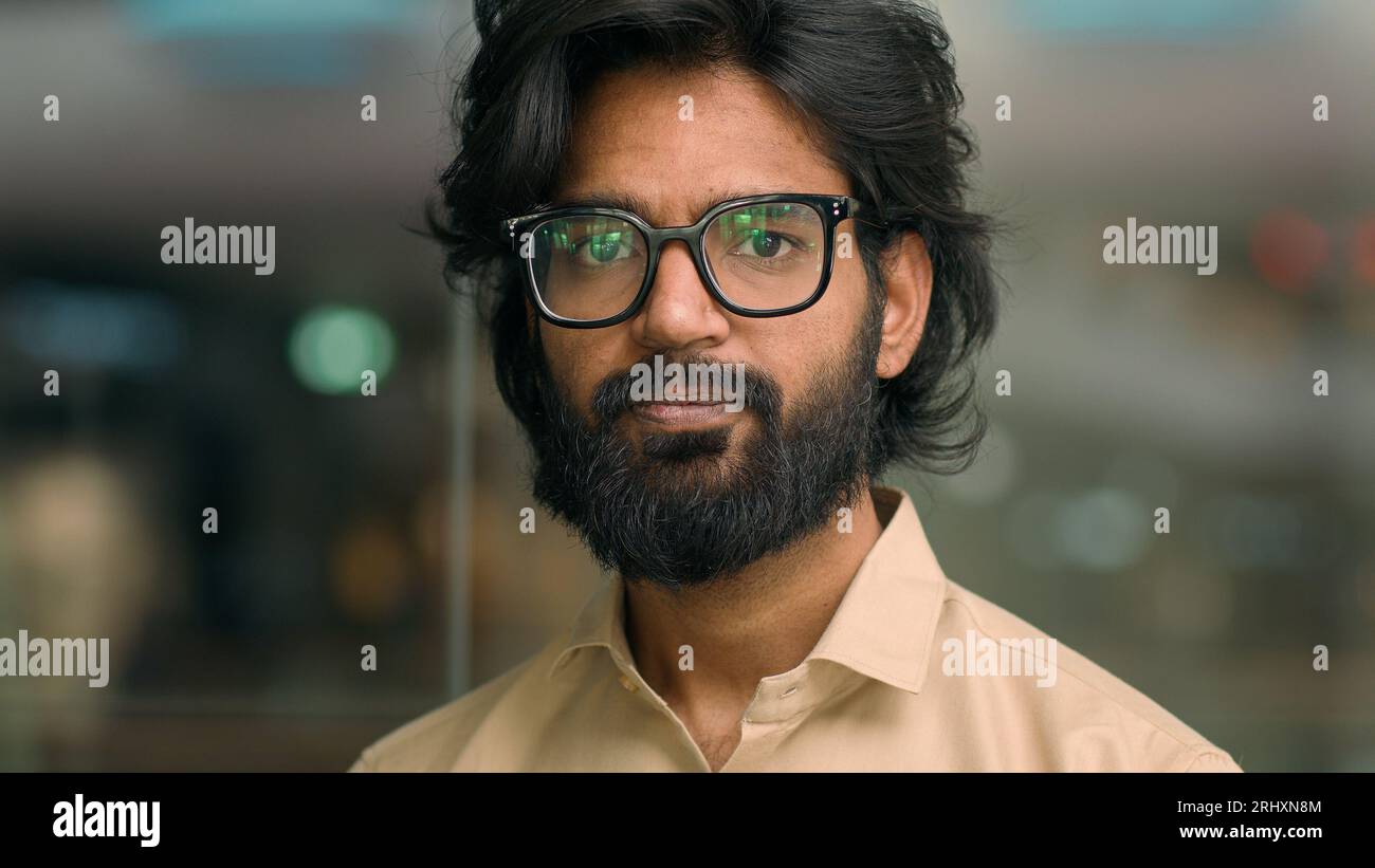 Close up male business portrait headshot serious bearded Arabian ...