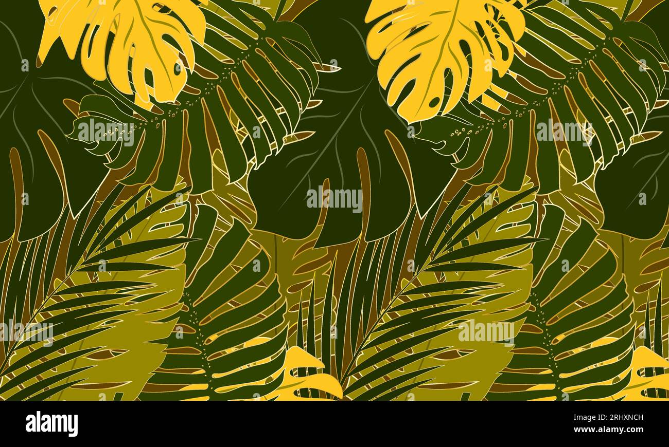 Colorful tropical leaves and Jungle vector banner Stock Vector Image ...