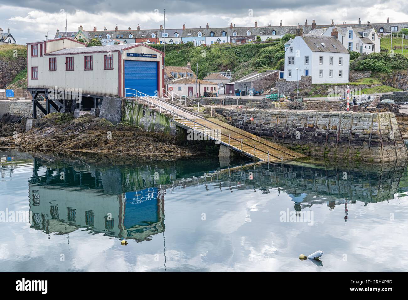 St Abbs Lifeboat Station Reflection, St Abbs, Scotland Stock Photo - Alamy