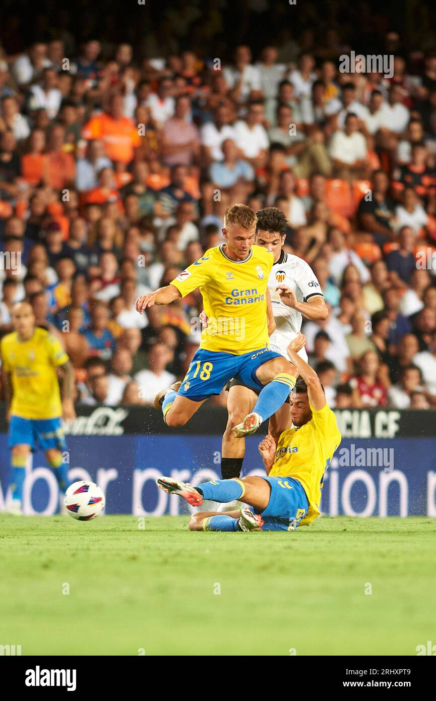 Valencia, Spain. 18th Aug, 2023. Martin Tejon of Valencia CF ...