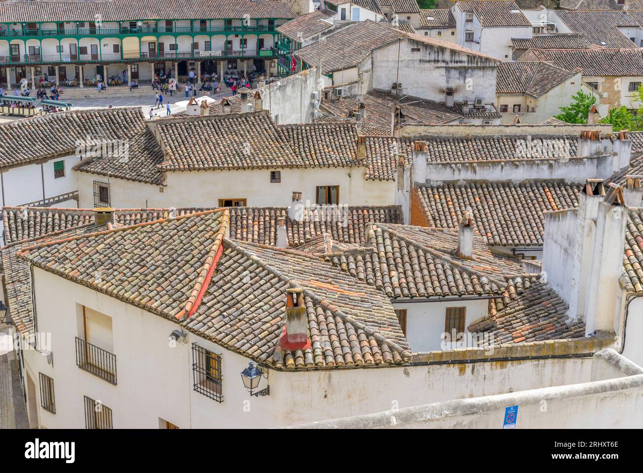 spanish plaza views, traditional rooftops, architectural details ...