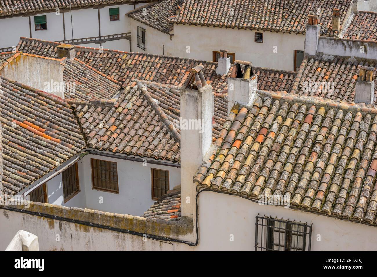 spanish plaza views, traditional rooftops, architectural details ...