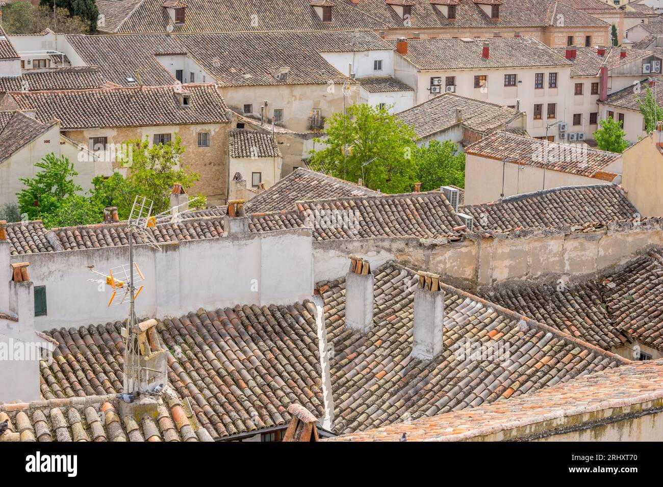 spanish plaza views, traditional rooftops, architectural details ...