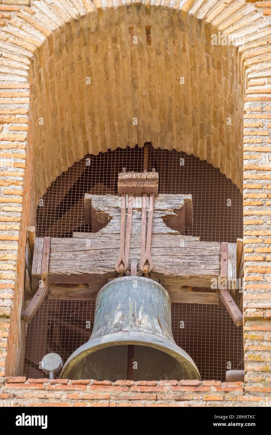 Iconic bell, detailed clock, Spanish architecture, capturing Chinchón's ...