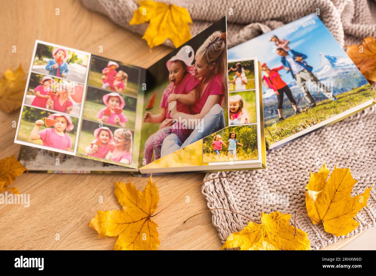 Photobook on leaves background hi-res stock photography and images - Alamy