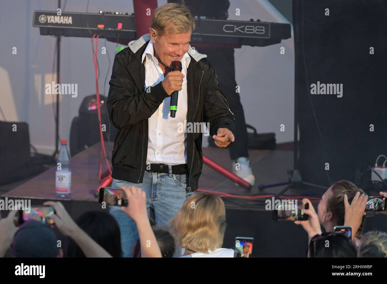 Beelitz, Germany. 19th Aug, 2023. TV star Dieter Bohlen chats with the ...
