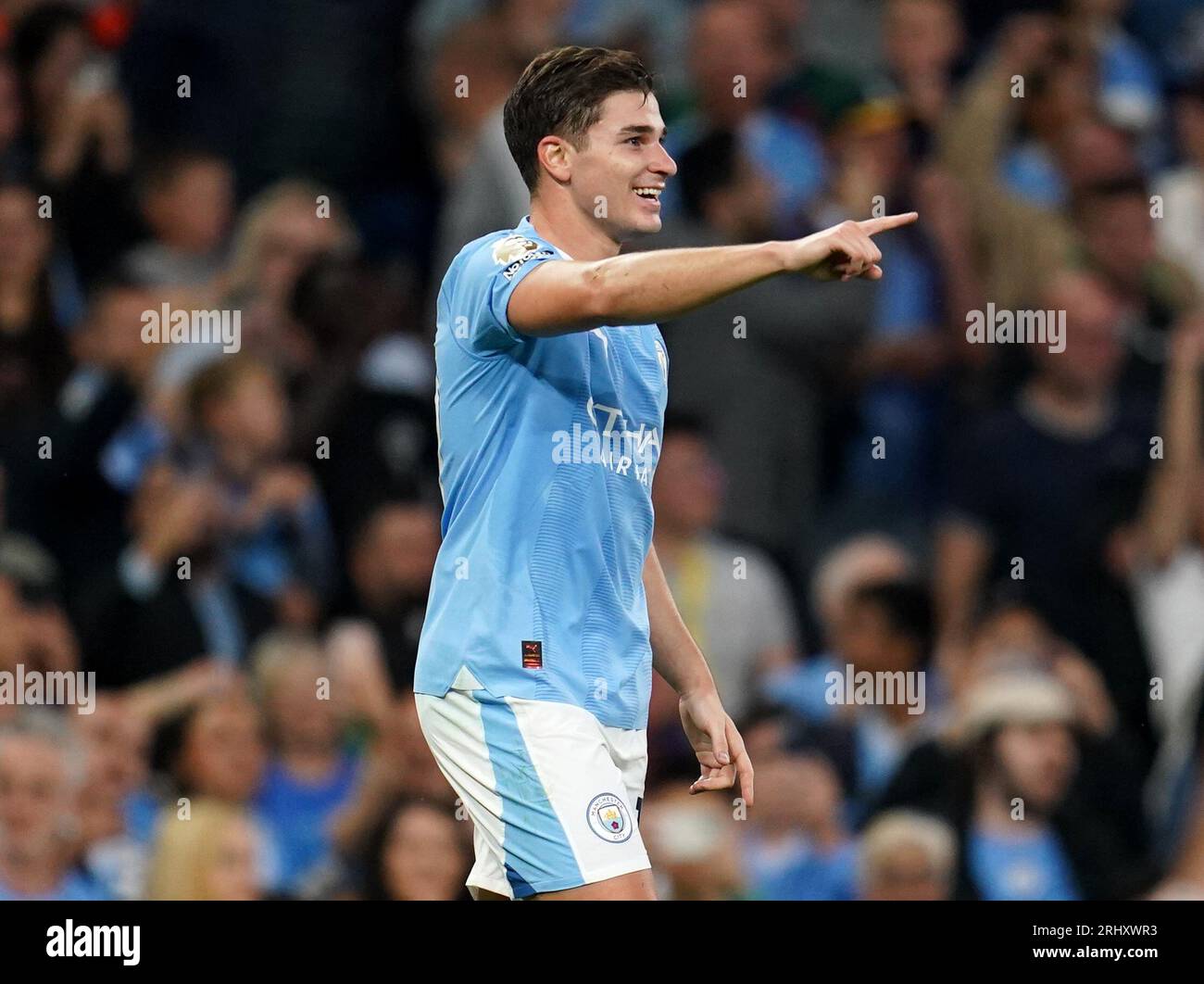 Manchester City's Julian Alvarez celebrates scoring their side's first ...