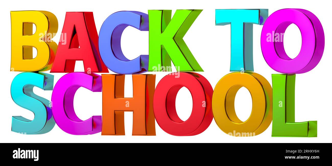 3d words back to school. Education and learning concept. Isolated on ...