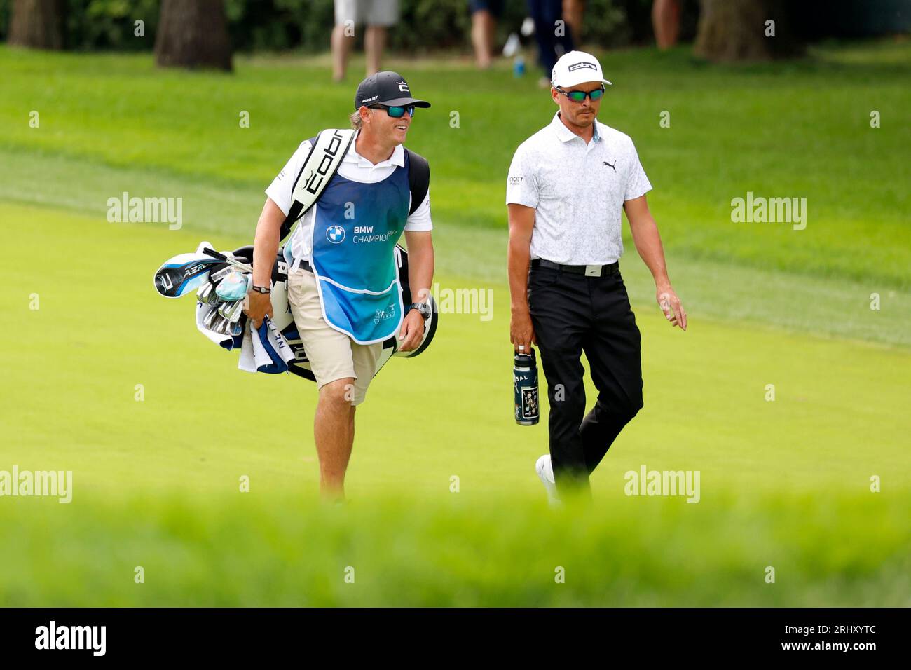 OLYMPIA FIELDS, IL - AUGUST 19: PGA golfer Rickie Fowler walks the first hole during the third ...