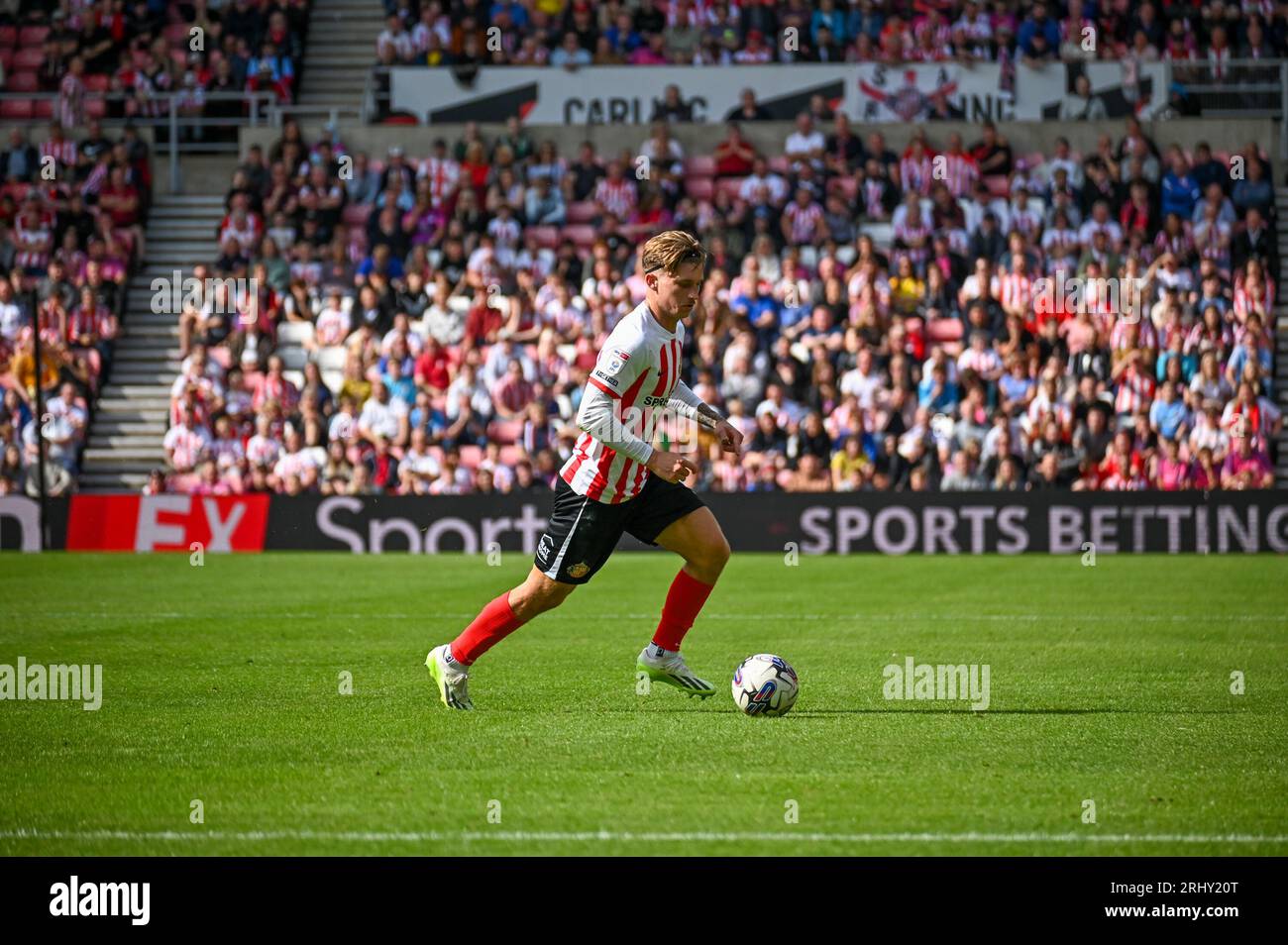 Sunderland AFC defender Dennis Cirkin in action against Rotherham ...