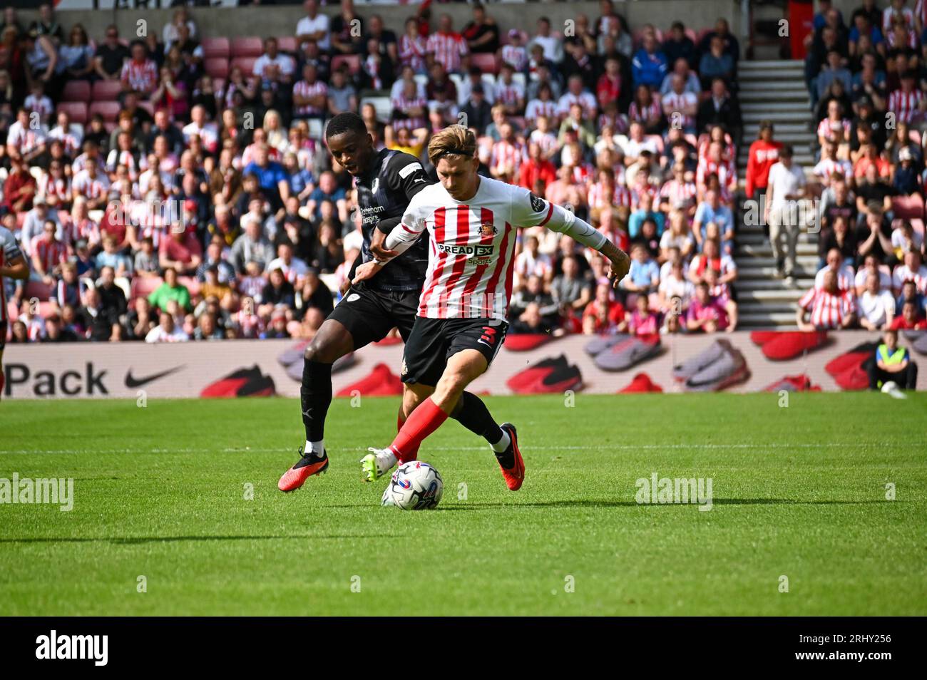 Sunderland AFC defender Dennis Cirkin in action against Rotherham ...