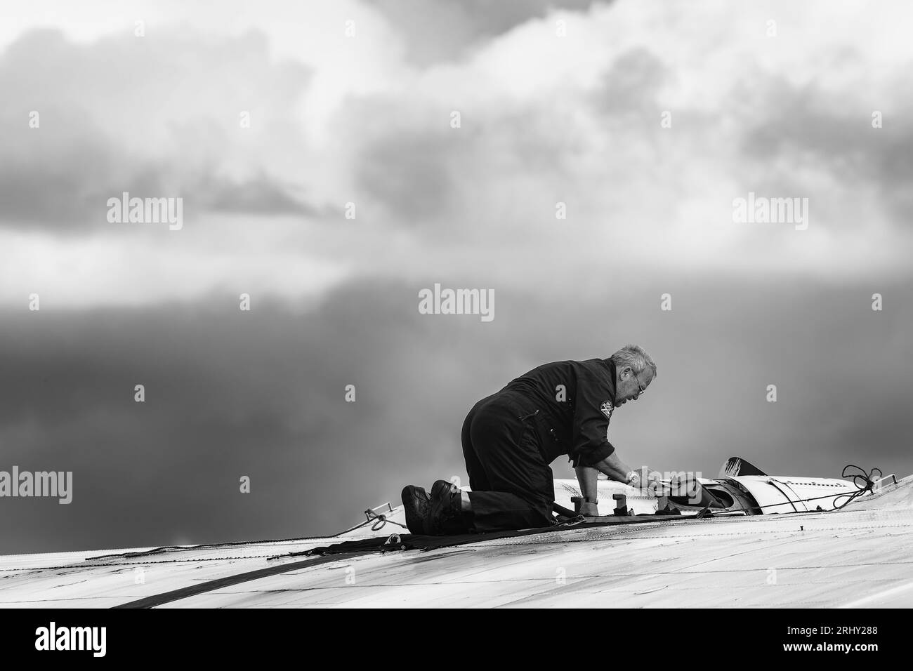 Servicing an engine on a Consolidated PBY Catalina Stock Photo - Alamy