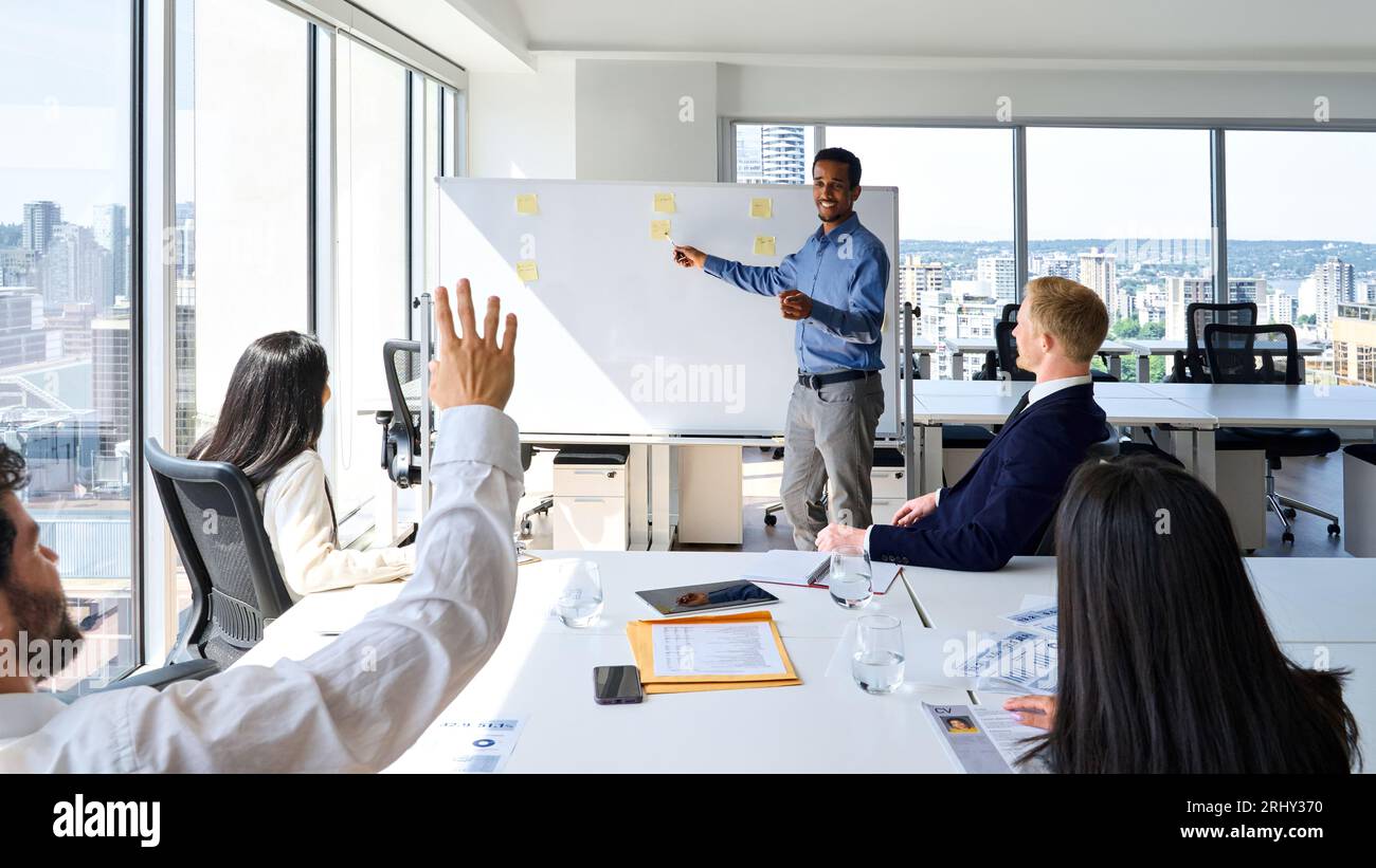 African business man presenter team leader giving presentation in ...