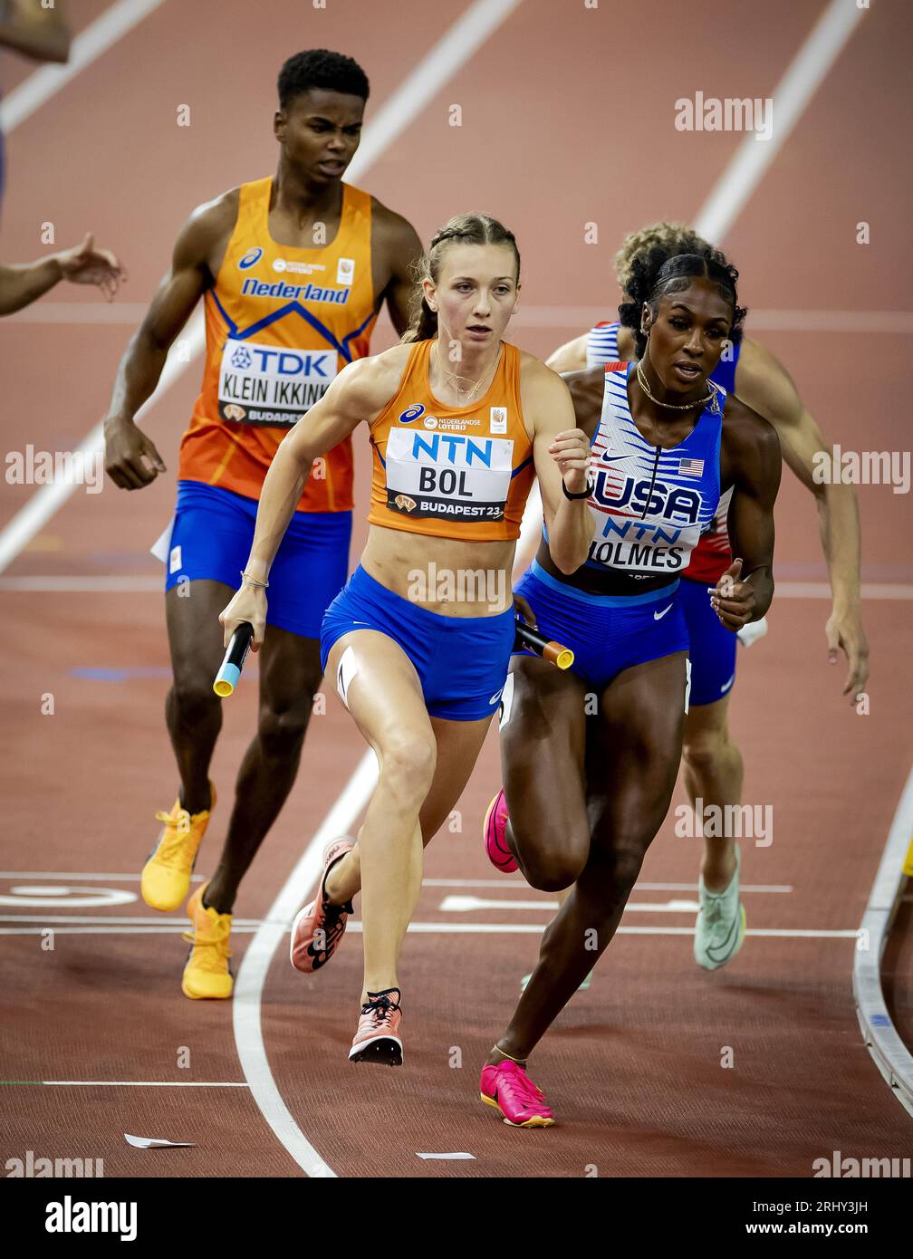 Budapest Femke Bol And Isaya Klein Ikkink In Action During The 4x400