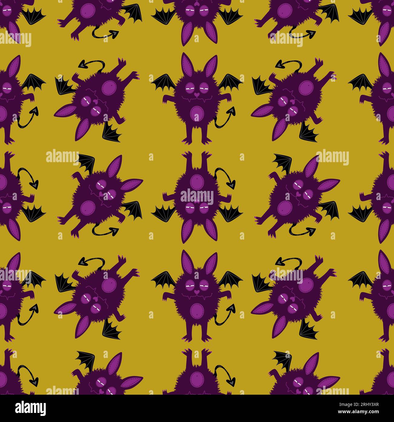 Halloween cartoon monsters seamless bats pattern for wrapping paper and ...
