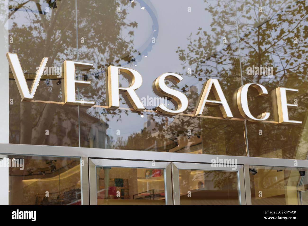 Barcelona, Spain - 10 August 2023: Versace Boutique Facade in Barcelona ...