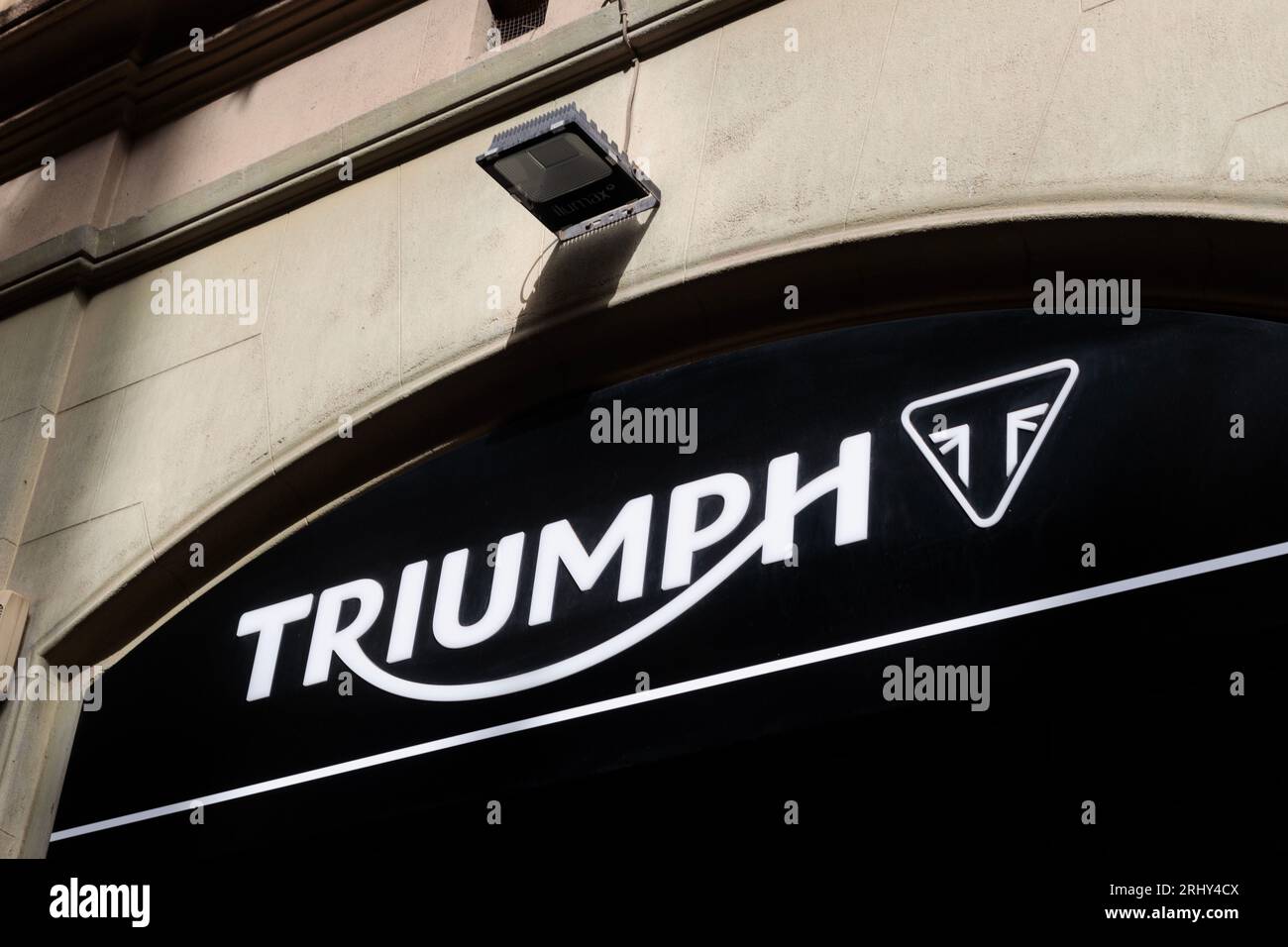 Barcelona, Spain - 10 August 2023: Triumph Motorcycle Storefront in ...