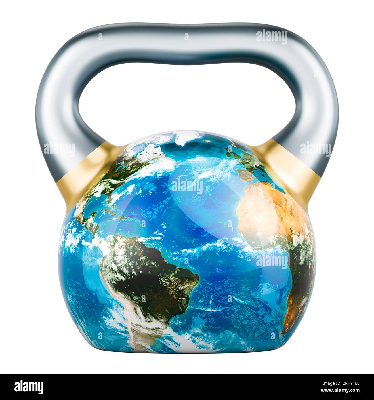 Kettlebell with Earth map texture, 3D rendering isolated on white ...