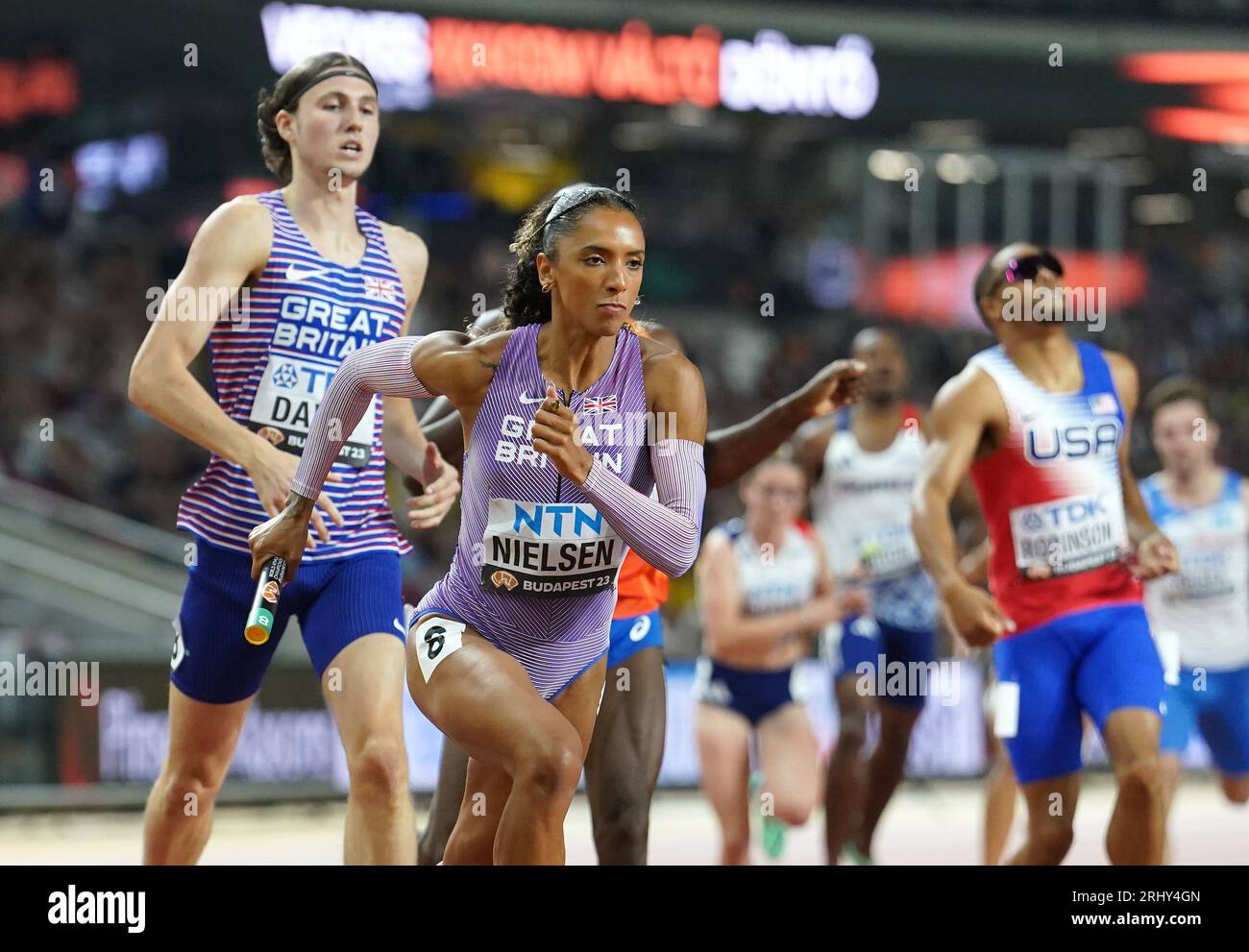Great Britain's Lavial Nielsen in the Mixed 4X400m relay on day one of ...