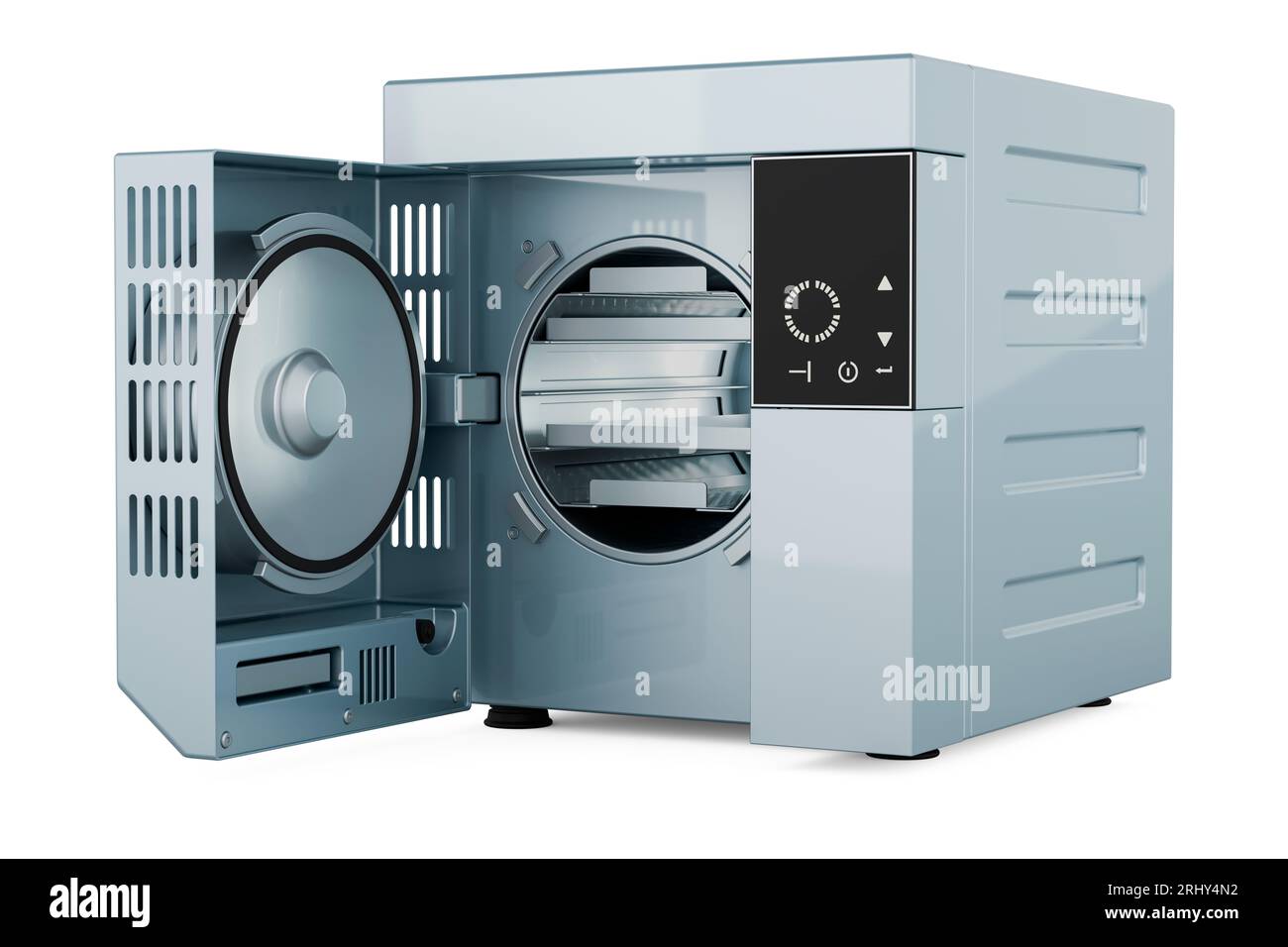 Cylindrical Chamber Autoclave, 3D rendering isolated on white ...