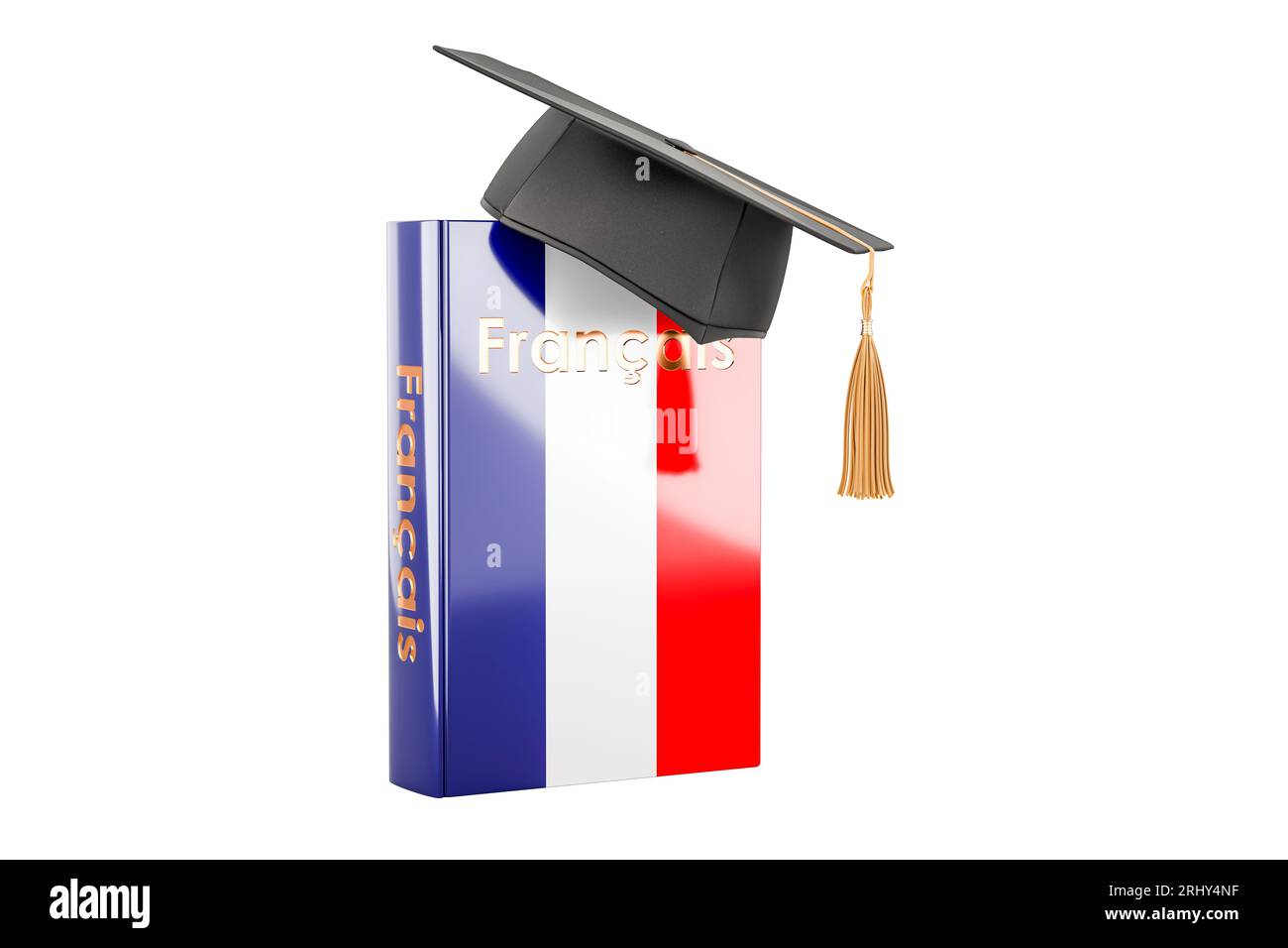 French language textbook with graduation cap. Learn French language ...