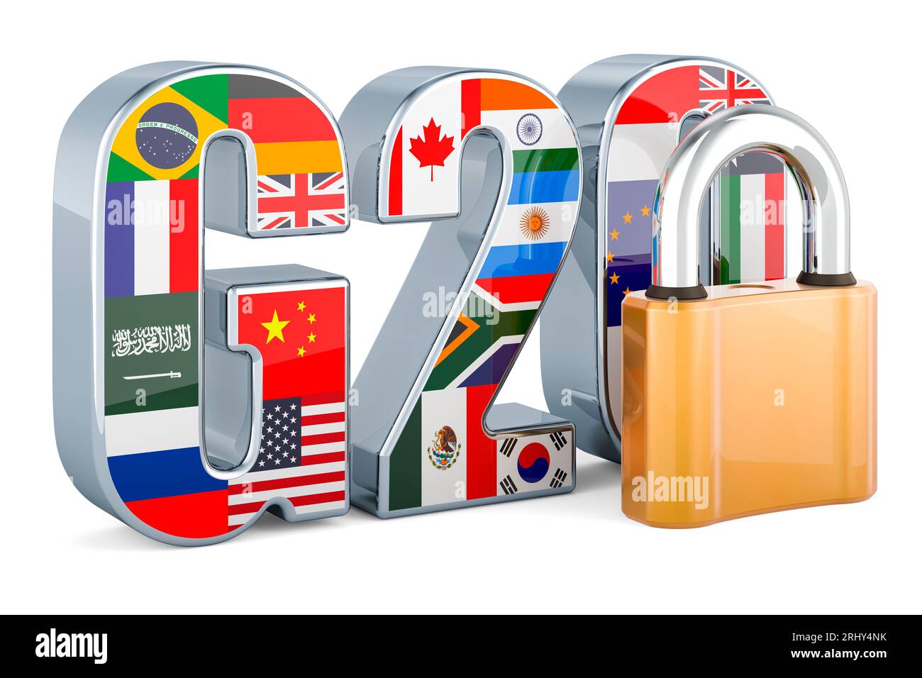 Summit G20 with padlock, 3D rendering isolated on white background ...