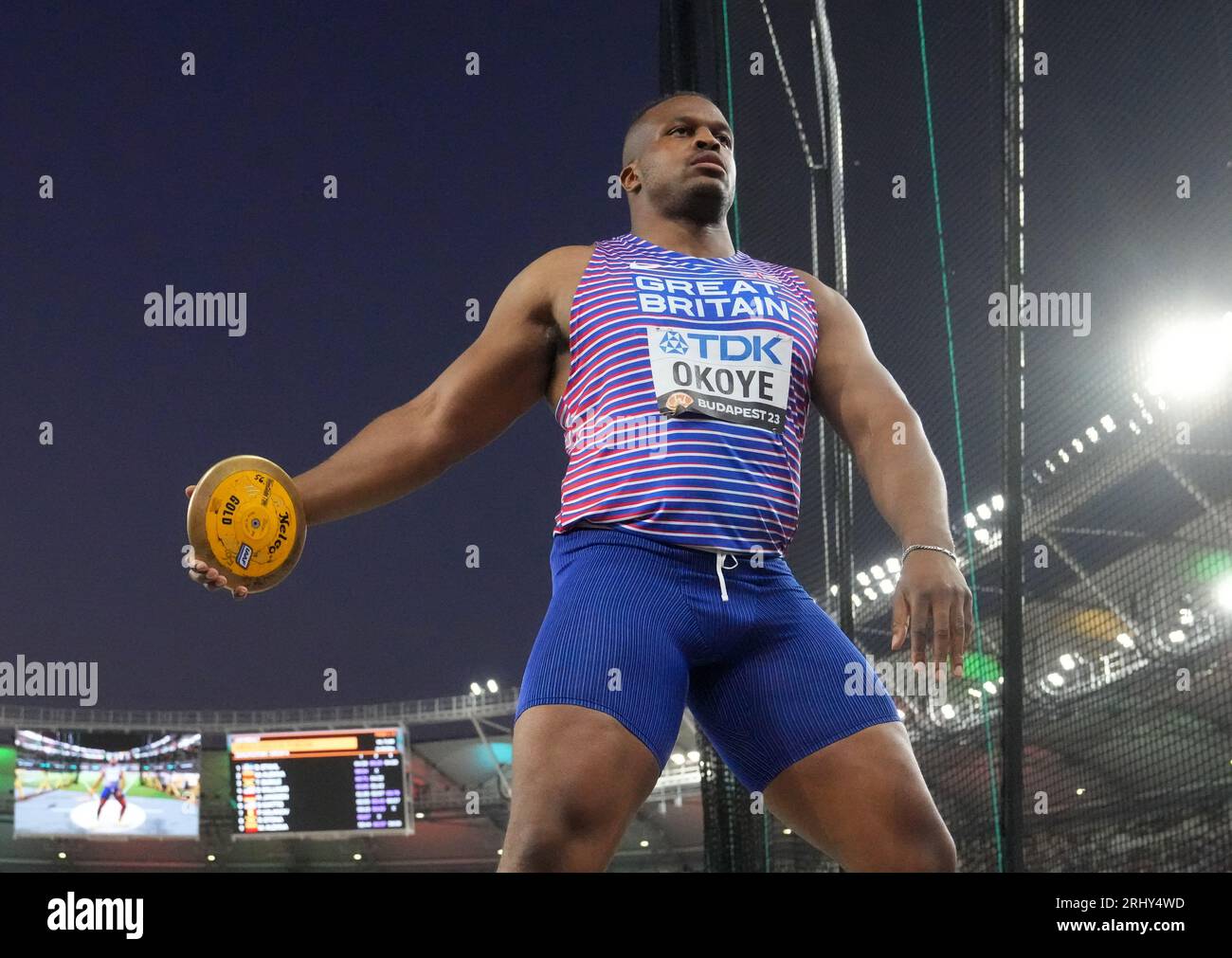 Great Britain's Lawrence Okoye in the Men's Discus Throw group B on day one of the World ...
