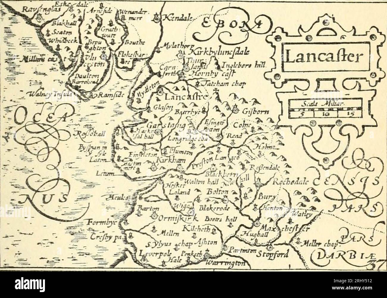 Old map of lancashire hi-res stock photography and images - Alamy