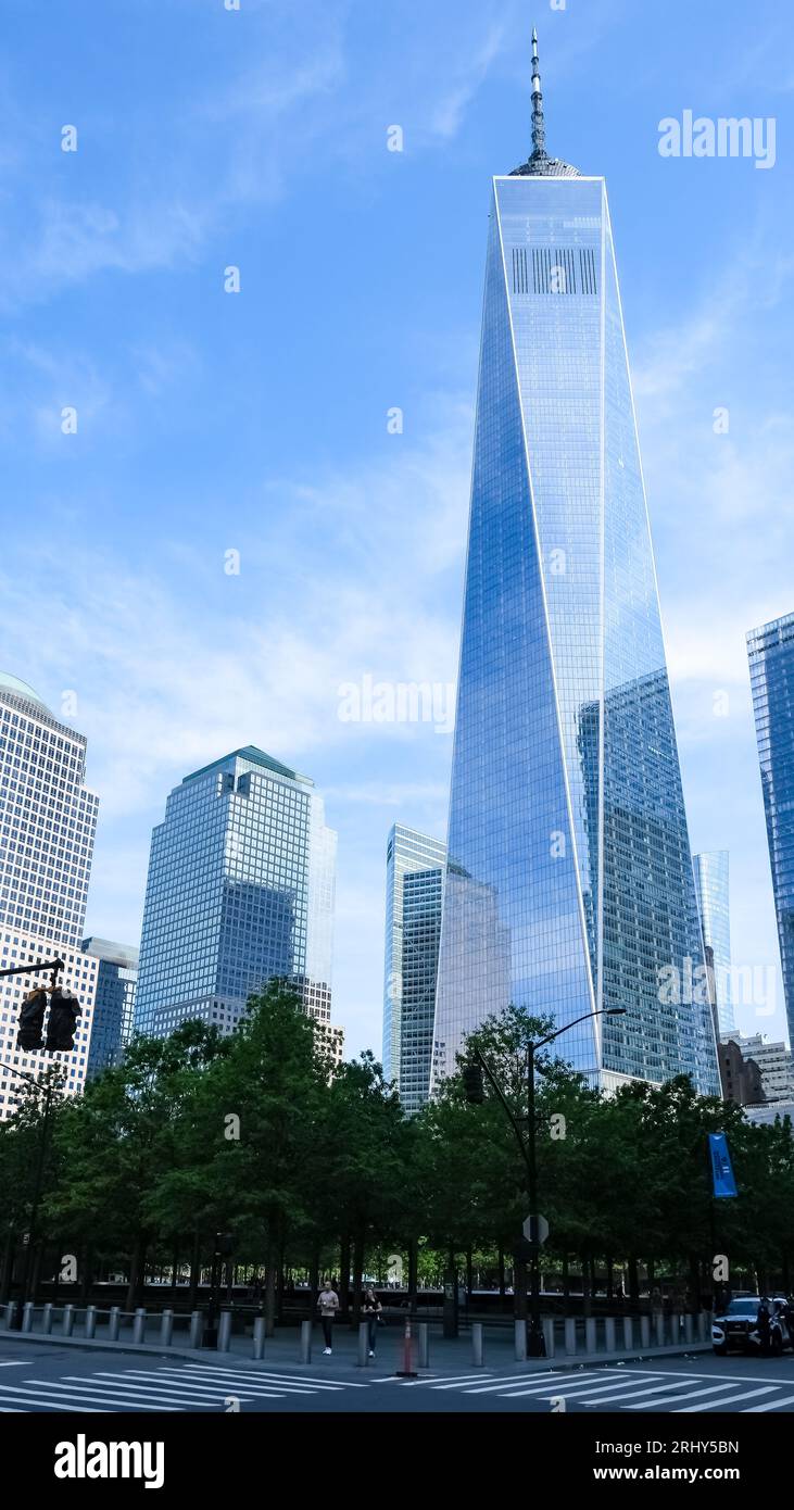 Cityscape of Lower Manhattan from the National September 11 Memorial ...