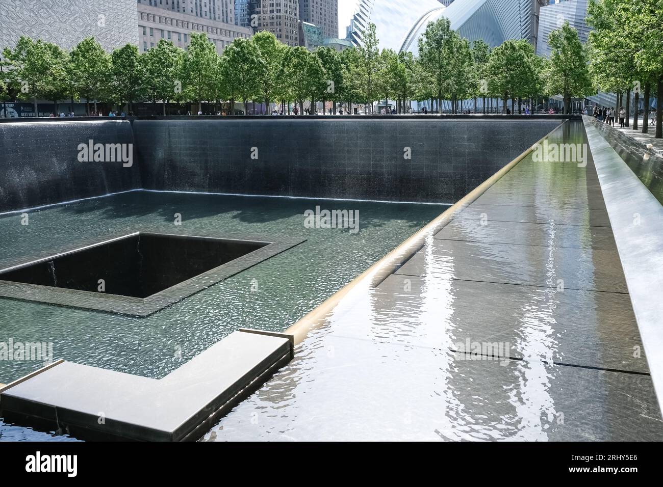 View of the North Pool located at the National September 11 Memorial & Museum in New York City ...