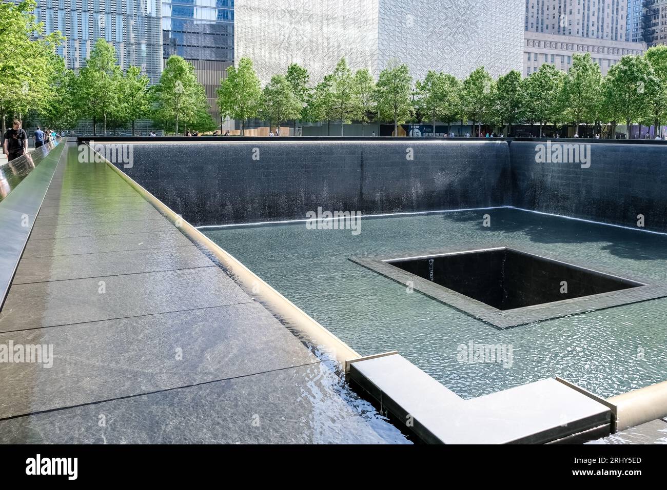 View of the North Pool located at the National September 11 Memorial & Museum in New York City ...