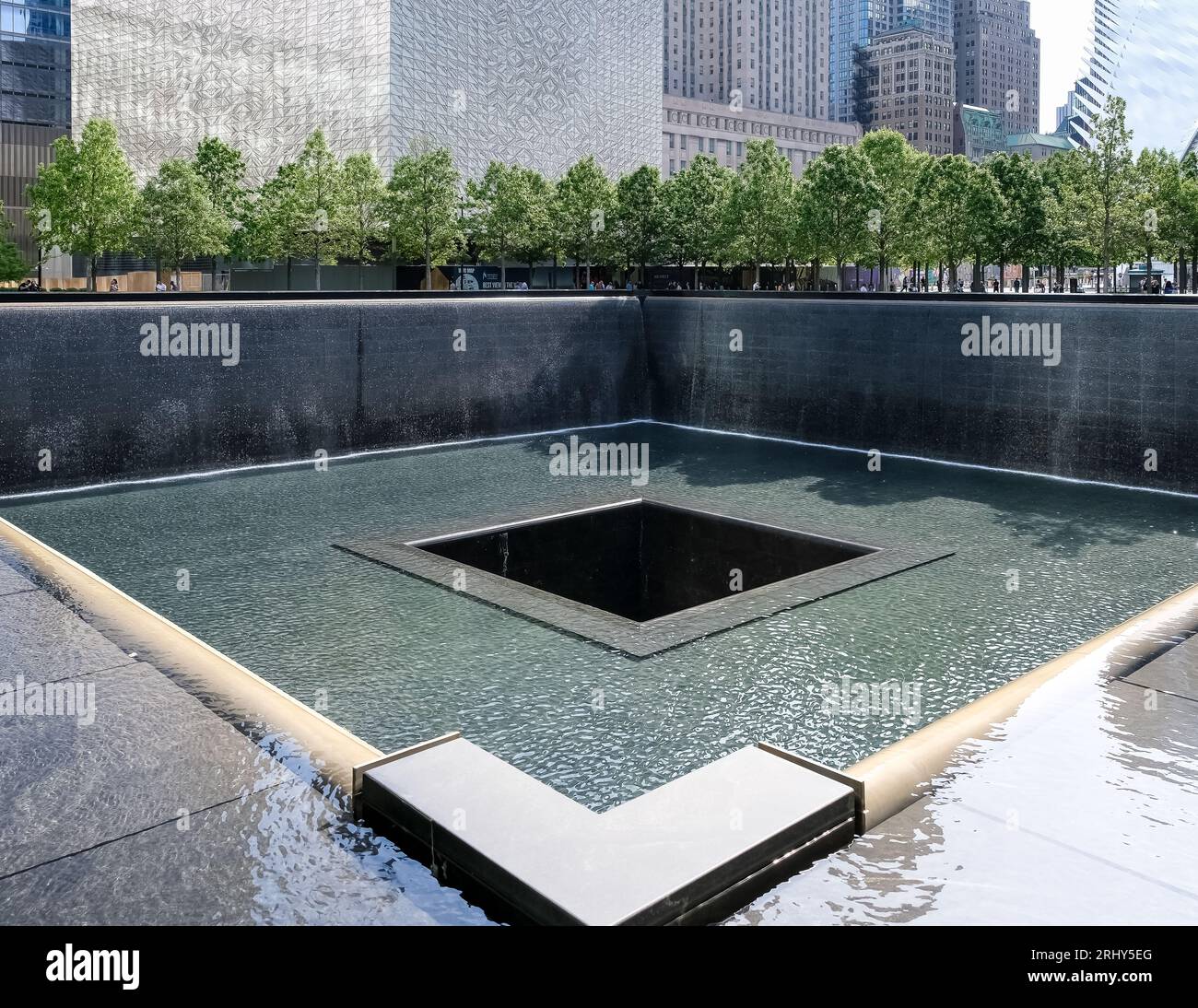 View of the North Pool located at the National September 11 Memorial & Museum in New York City ...