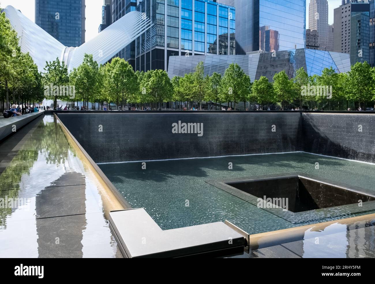 View of the North Pool located at the National September 11 Memorial & Museum in New York City ...