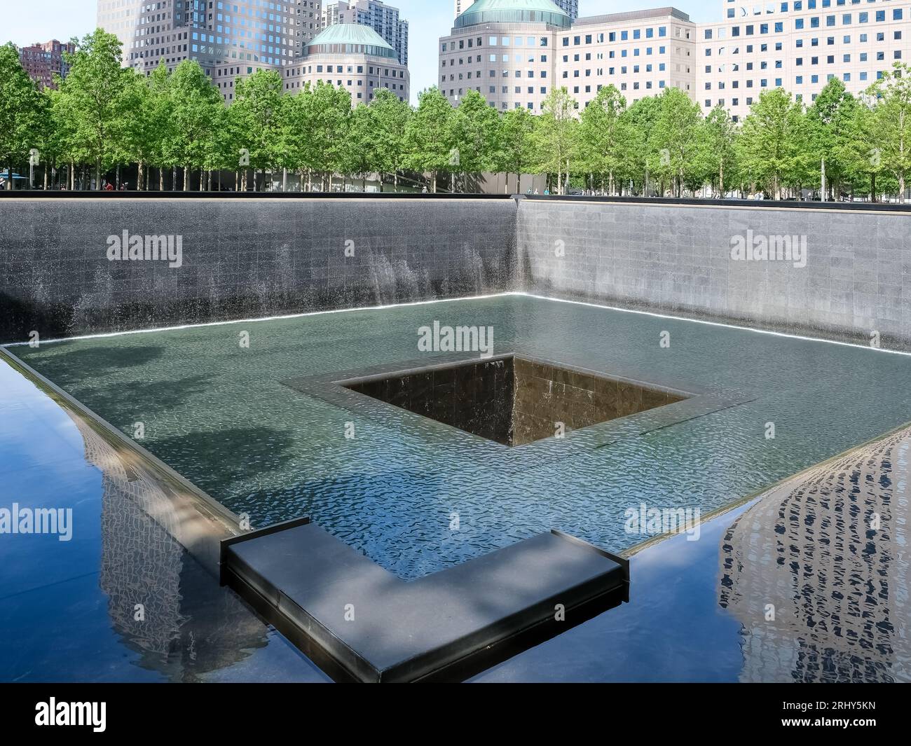 View of the North Pool located at the National September 11 Memorial & Museum in New York City ...